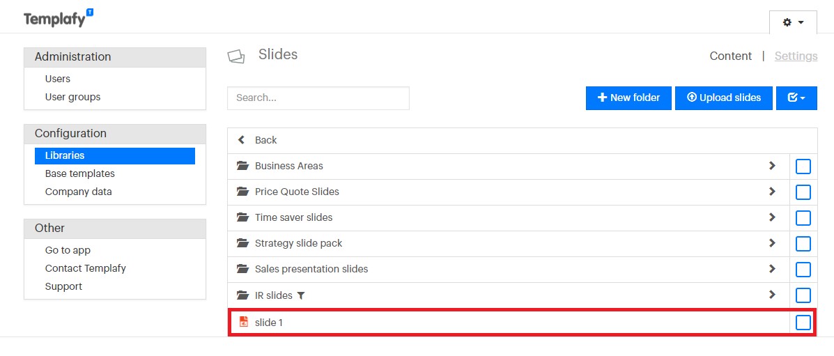 Uploading slides to the Slide Library – Templafy One Help center