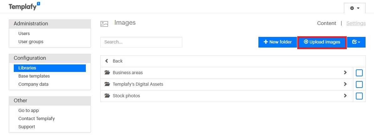 Uploading Images to the Image Library – Templafy One Help center