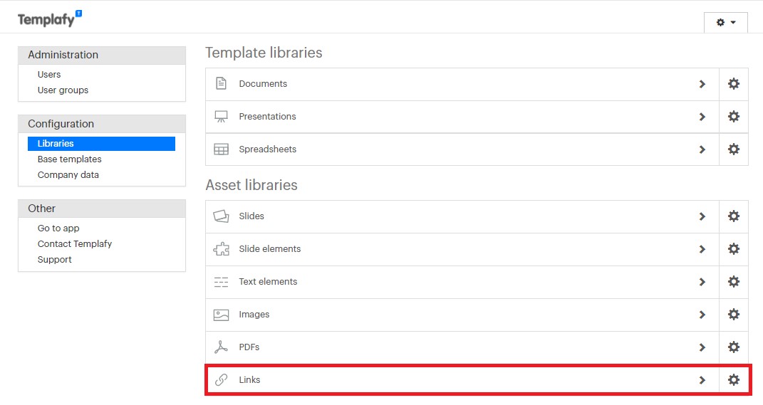 Uploading links to the link library – Templafy One Help center