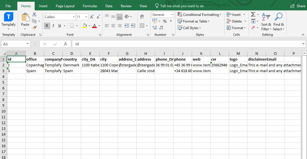 How to edit company data using MS Excel – Templafy One Help center