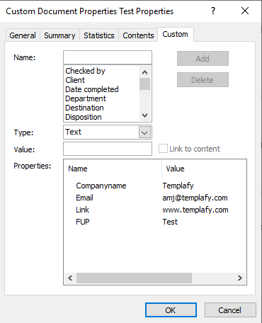 Dynamic document properties (Document Properties and Custom Document Properties) – Templafy One ...