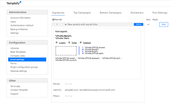 Templafy email signature manager - feature overview – Templafy One Help ...